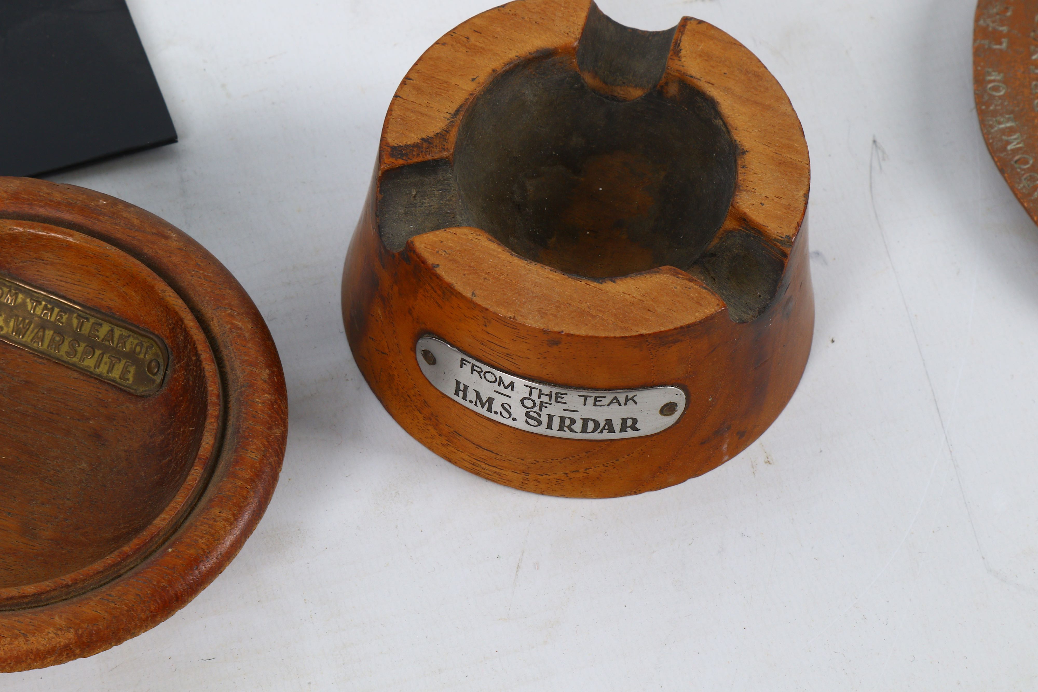 Lot 190 - Five wooden items of Royal Navy historical