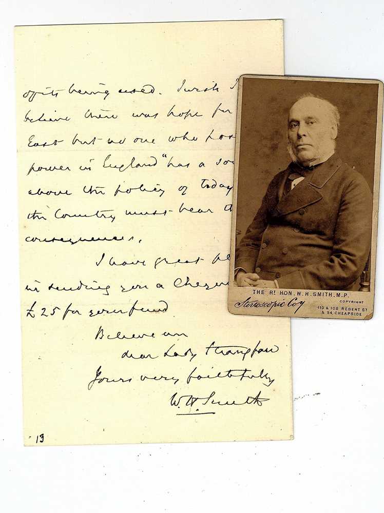 Lot 237 - Smith (William Henry) Signed letter (‘W.H.