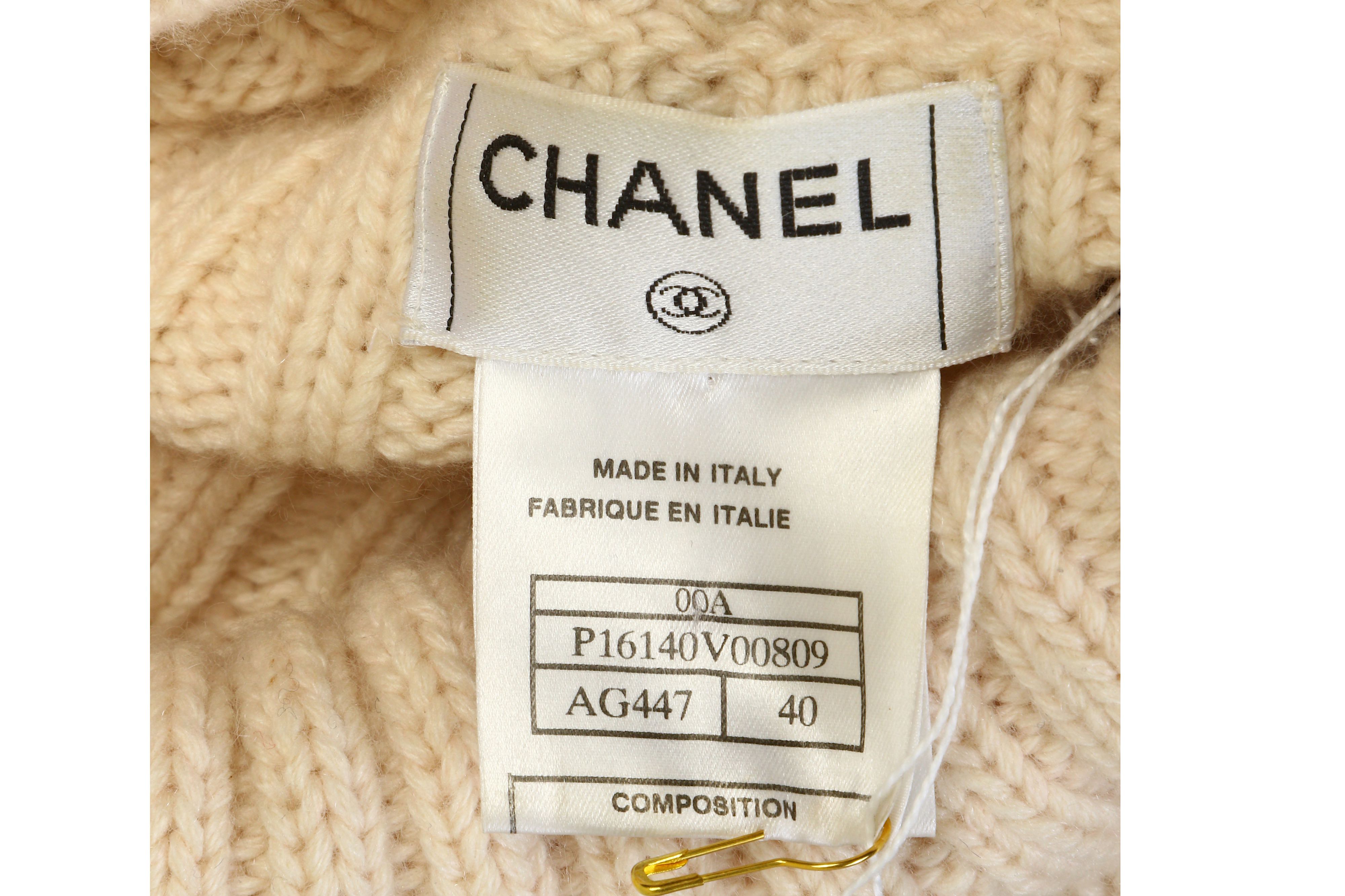 Lot 3 - Chanel Embellished Cashmere Roll Neck Jumper,
