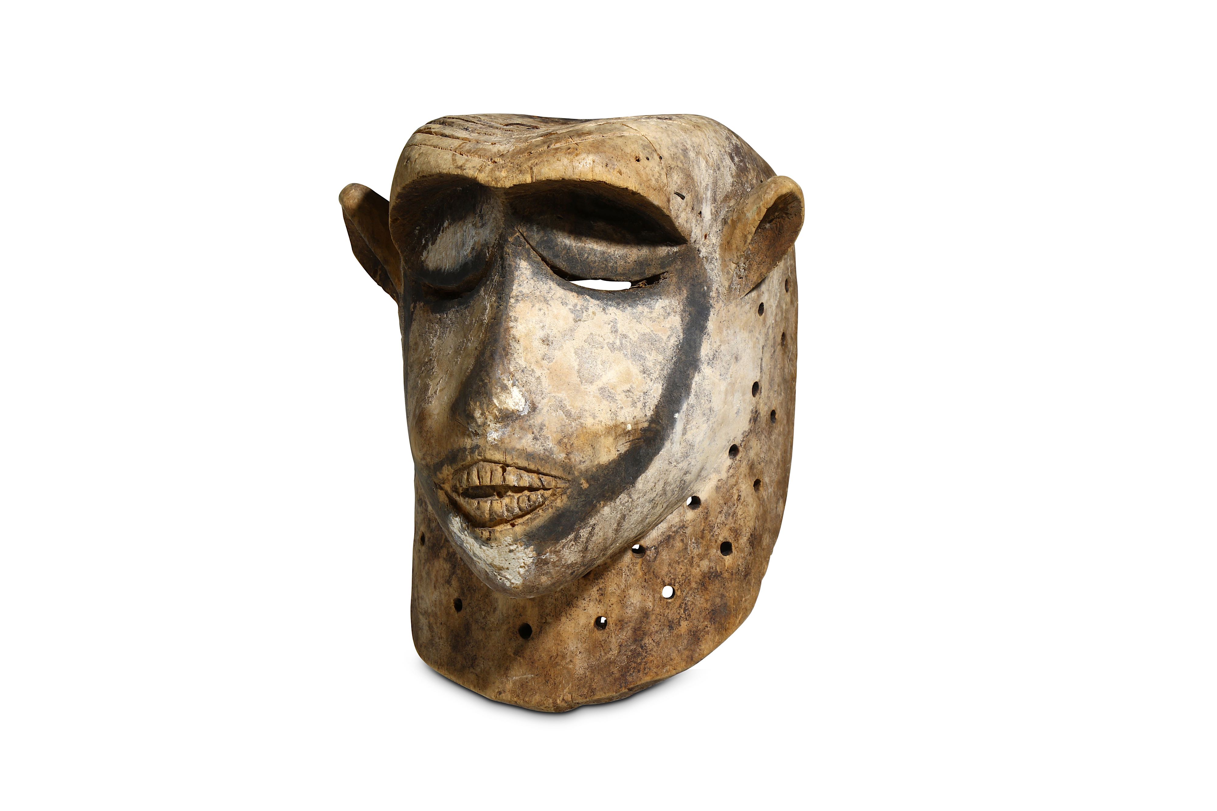 Lot 177 - A PAINTED WOOD MONKEY MASK, DEMOCRATIC